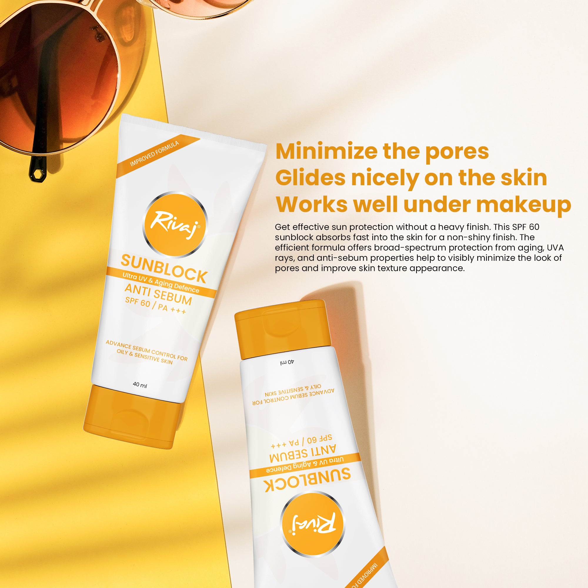 Rivaj Sunblock Anti-Sebum SPF60 (40ml) – RIOS